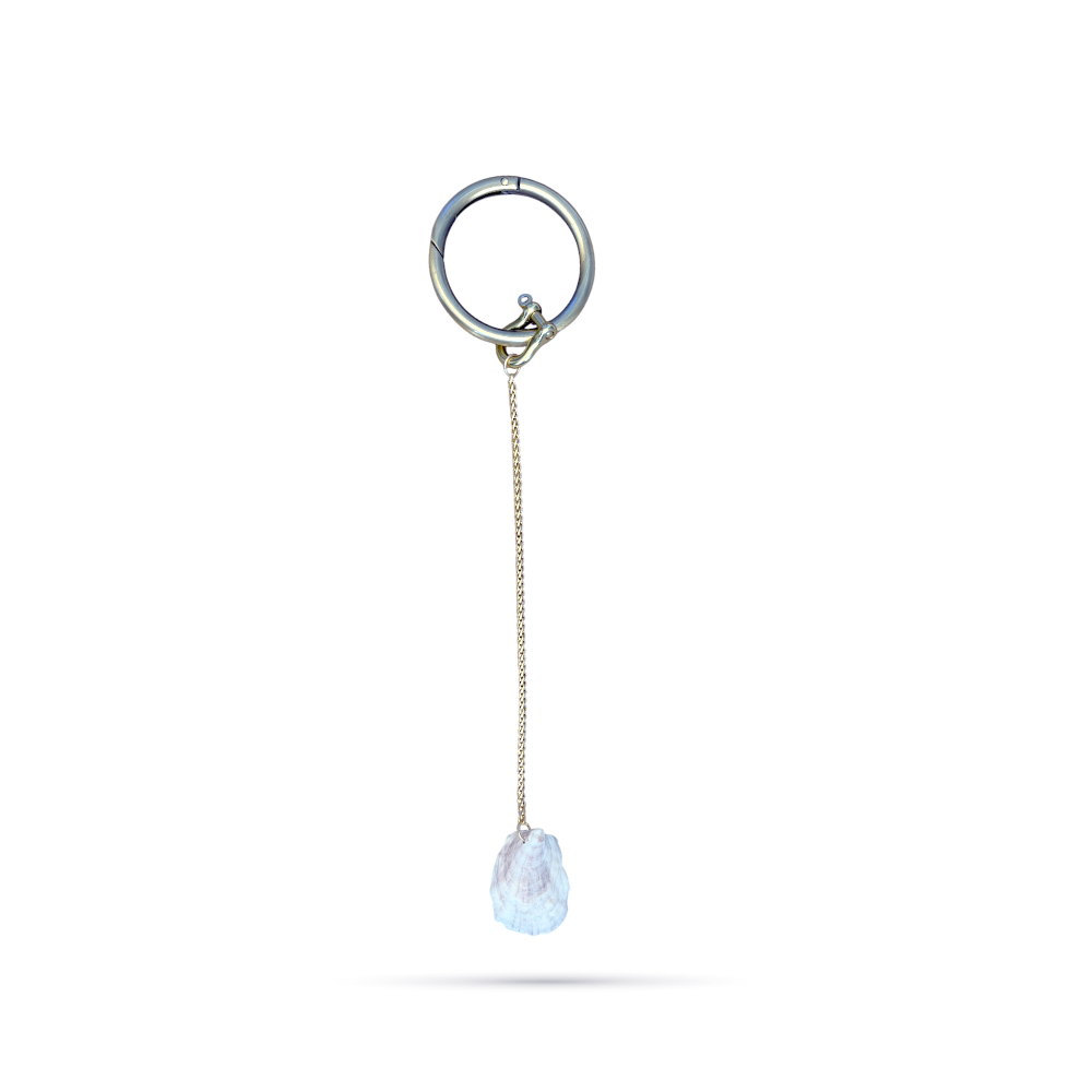 Single Oyster Shell Bag Charm | Coastal Accessory by Wildwood Oyster Co.