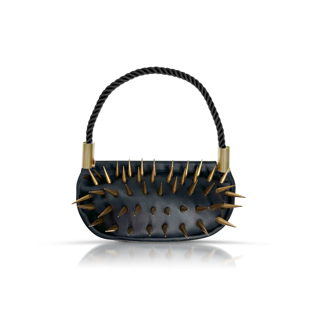 Black Leather Clam Shell Bag with Spring Snap Closure – Wildwood Oyster Co.
